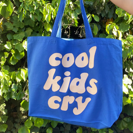 Smile Cult - Cool Kids Cry Large Royal Blue Tote Bag | NewtownHQ